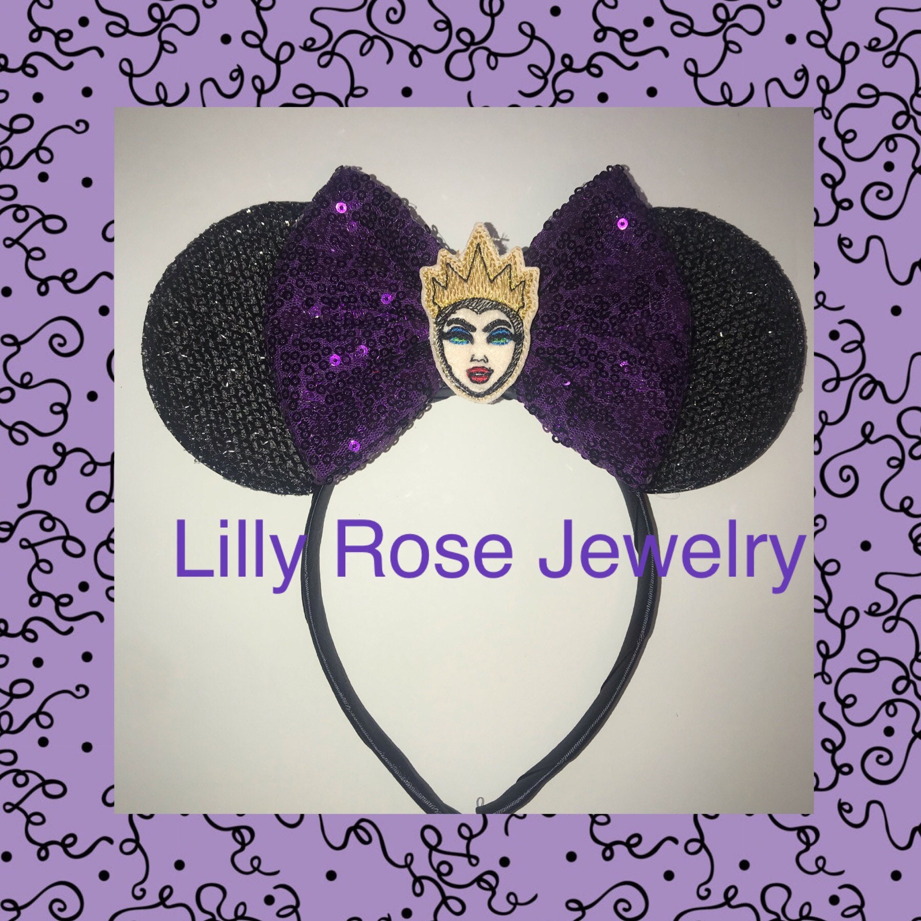 Sparkly Black Evil Queen Minnie Mouse Ears Inspired Headband | Etsy