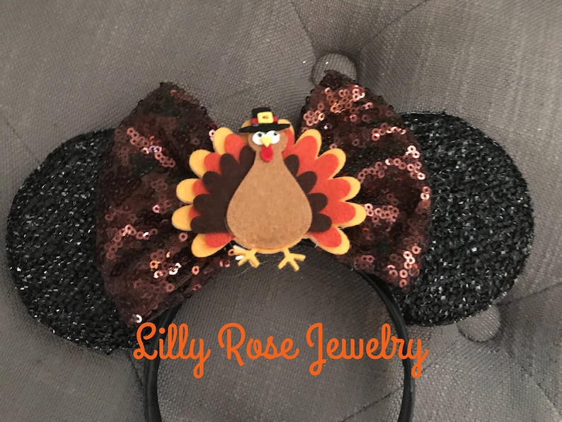 Mickey Mouse Ears Sparkly Thanksgiving Turkey Pilgrim Minnie - Etsy