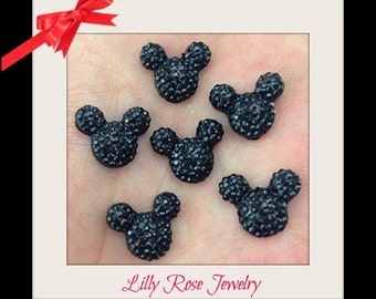 30 Silver Glitter Rhinestone Minnie Mouse Mickey Mouse Inspired Head ...