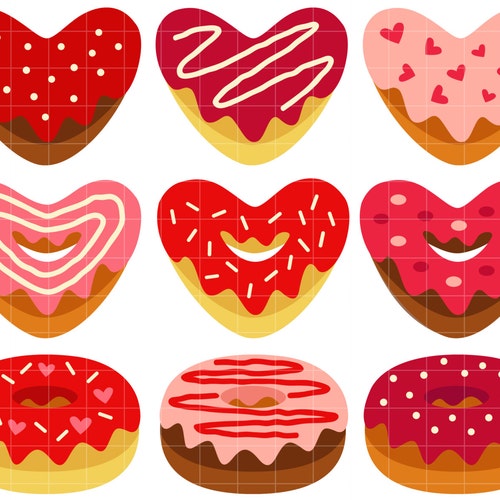 Valentine's Day Donuts Digital Clip Art for Scrapbooking - Etsy