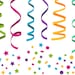 Party Ribbon and Confetti Clip Art for Scrapbooking Card Making Cupcake ...
