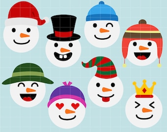 Snowman face clipart | Etsy