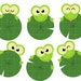Frogs Holding Lily Pads Clip Art for Scrapbooking Card Making Cupcake ...