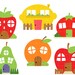 Fruit Houses Clip Art for Scrapbooking Card Making Cupcake Toppers ...