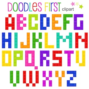 Building Blocks Alphabet Digital Clip Art for Scrapbooking Card Making ...