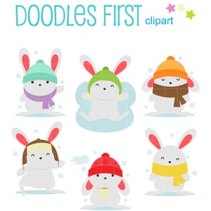 Winter Bunny Clip Art for Scrapbooking Card Making Cupcake Toppers ...
