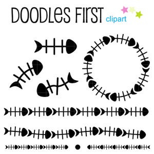 Squiggly Border Fishbones Digital Clip Art for Scrapbooking Card Making ...