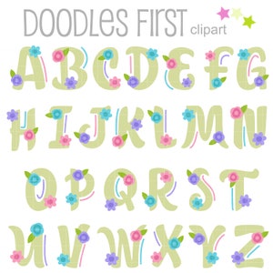 Floral Spring Letters Clip Art for Scrapbooking Card Making Cupcake ...