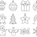 Christmas Elements Outline Drawing Digital Clip Art for Scrapbooking ...