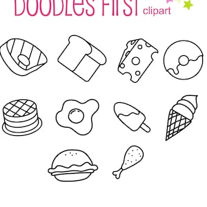 Food Snack Outline Clip Art for Scrapbooking Card Making Cupcake ...