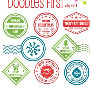 Christmas Stamp Clip Art for Scrapbooking Card Making Cupcake Toppers ...