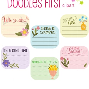 Spring Notes Digital Clip Art for Scrapbooking Card Making Cupcake ...