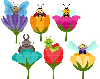 Chalkboard Cute Bugs Clip Art girly bugs pink purple and | Etsy