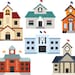 School Buildings Digital Clip Art for Scrapbooking Card Making Cupcake ...