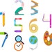 School Supplies Numbers Clip Art for Scrapbooking Card Making Cupcake ...