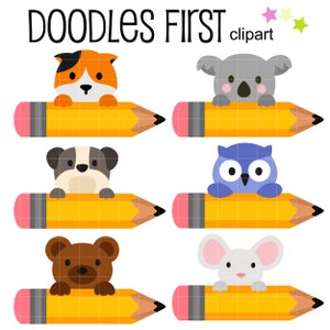 Pencils Pets Digital Clip Art for Scrapbooking Card Making Cupcake ...