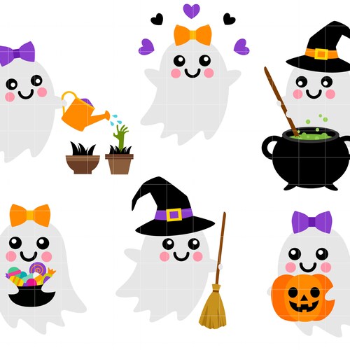 Cute Halloween Ghost Digital Clip Art for Scrapbooking Card - Etsy