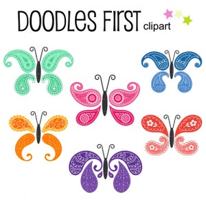Butterfly Paisley Digital Clip Art for Scrapbooking Card Making Cupcake ...