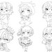 Chibi Anime Outline Clipart: Digital Stamps for Coloring (PNG, JPG, SVG ...
