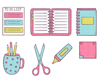 Cute School Supply Clip Art - Etsy