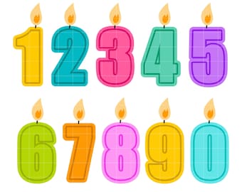 Candle Birthday Numbers Digital Clip Art for Scrapbooking Card - Etsy