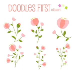 Pink Flower Set Digital Clip Art for Scrapbooking Card Making Cupcake ...