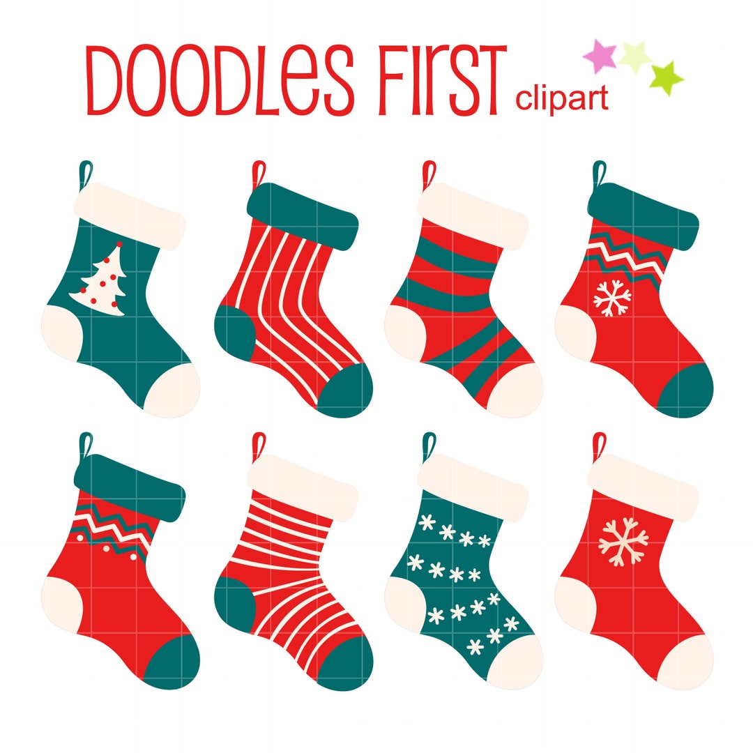 Christmas Socks Clip Art Set for Card Making, Scrapbooking (SVG, PNG ...