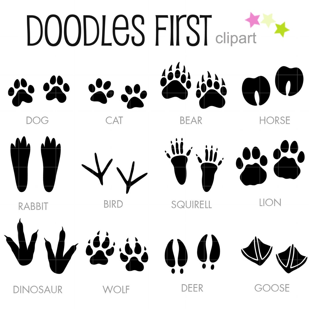 Animal Tracks Digital Clipart for Scrapbooking, Journaling, Cricut Cut ...