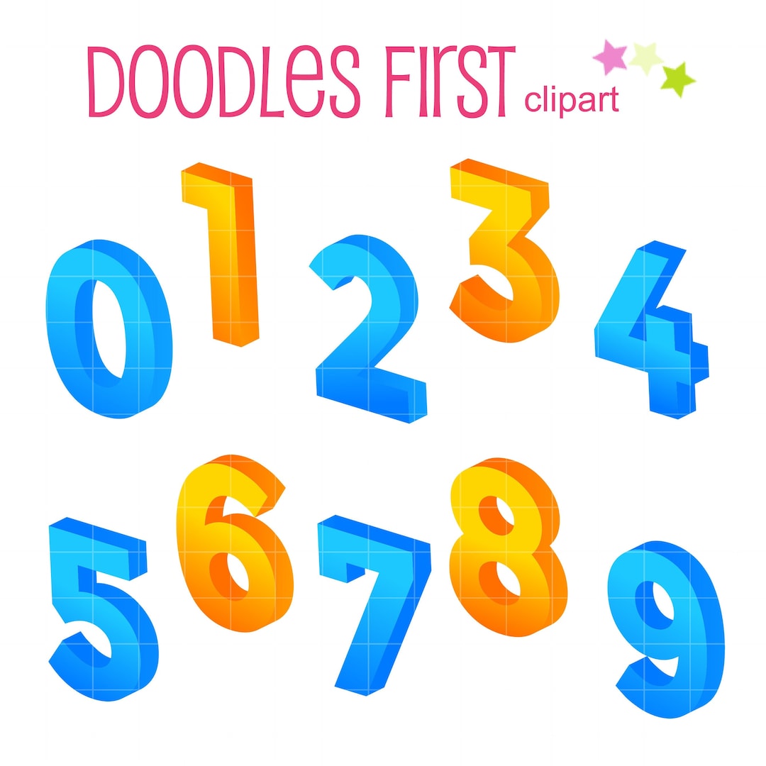3D Numbers Digital Clip Art for Scrapbooking Card Making Cupcake ...
