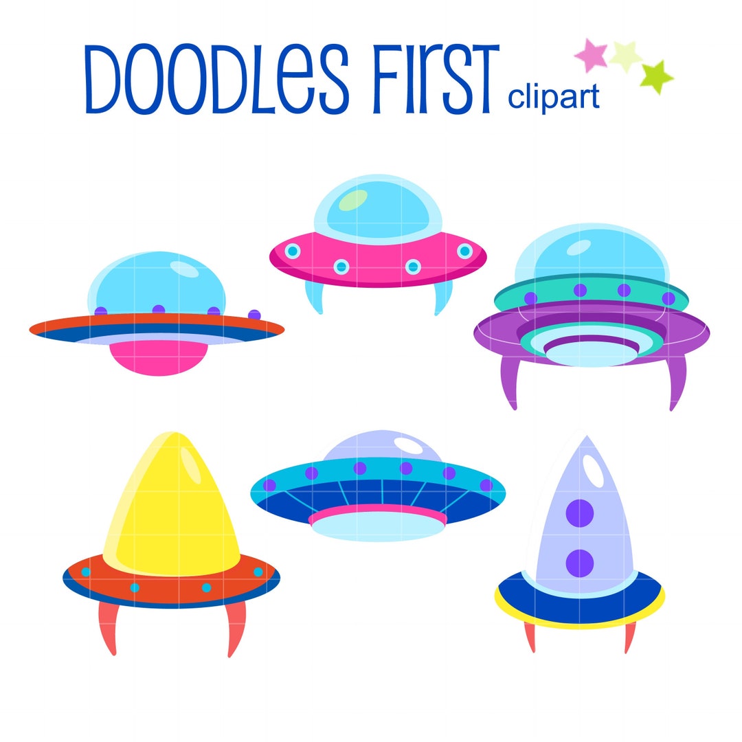 UFO Spaceship Set Digital Clip Art for Scrapbooking Card Making Cupcake ...