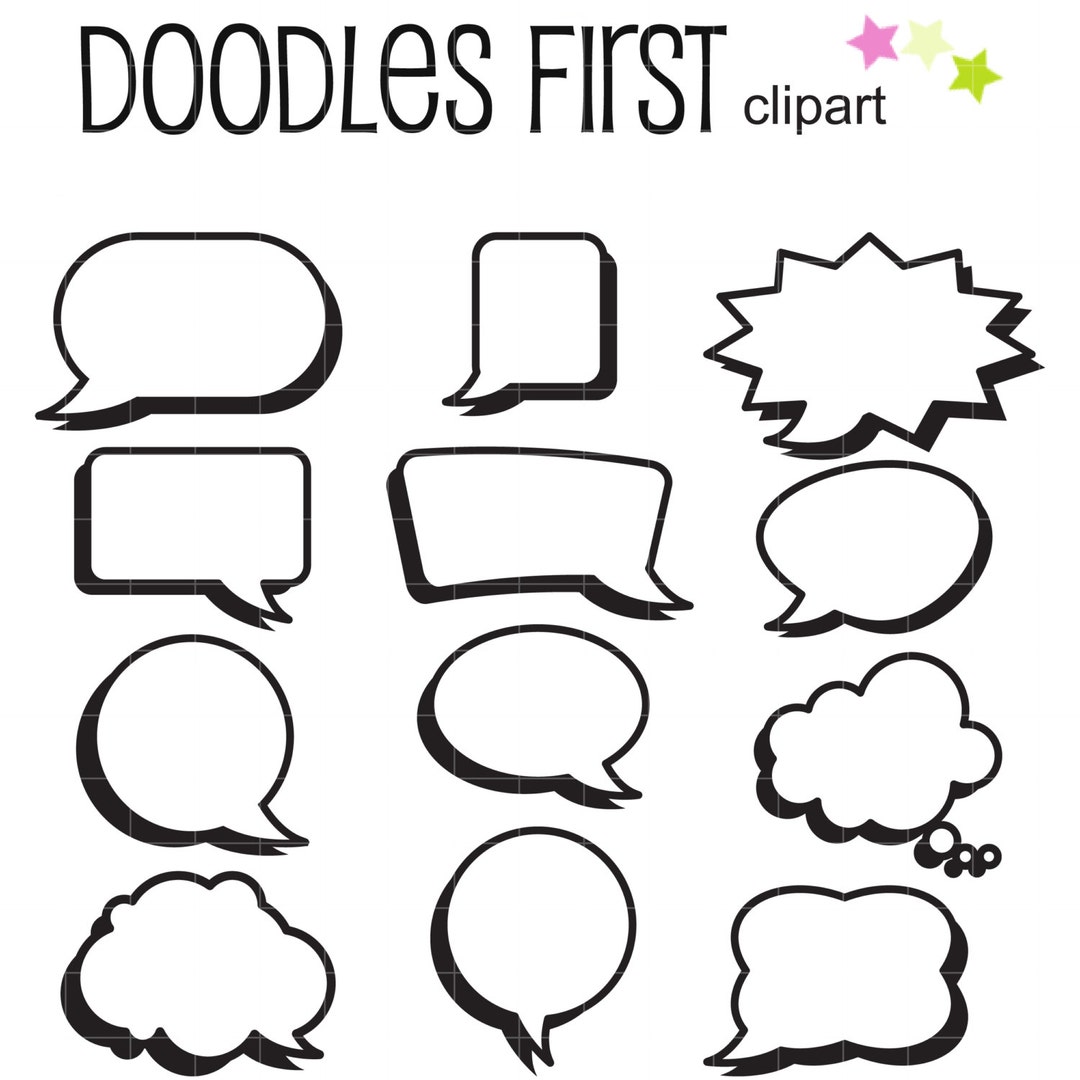 Comic Style Speech Bubbles Clipart for Scrapbooking, Cricut Cut Files ...