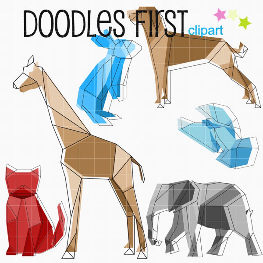 Polygonal Animals Digital Clip Art for Scrapbooking Card Making Cupcake ...