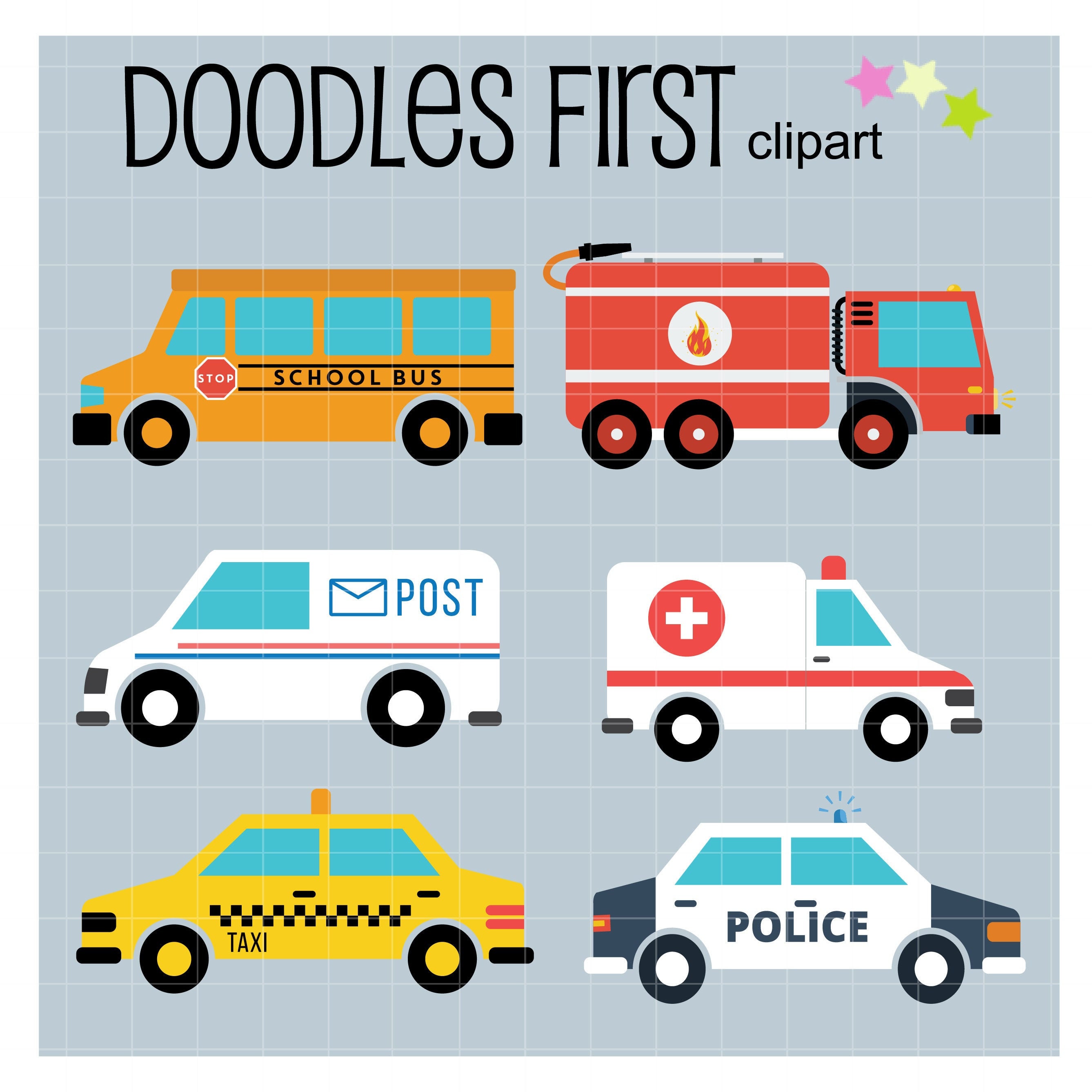 City Transportation Collection Digital Clip Art for | Etsy