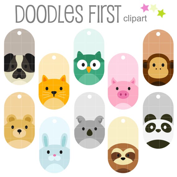 Dog Tag Animals Digital Clip Art for Scrapbooking Card Making | Etsy