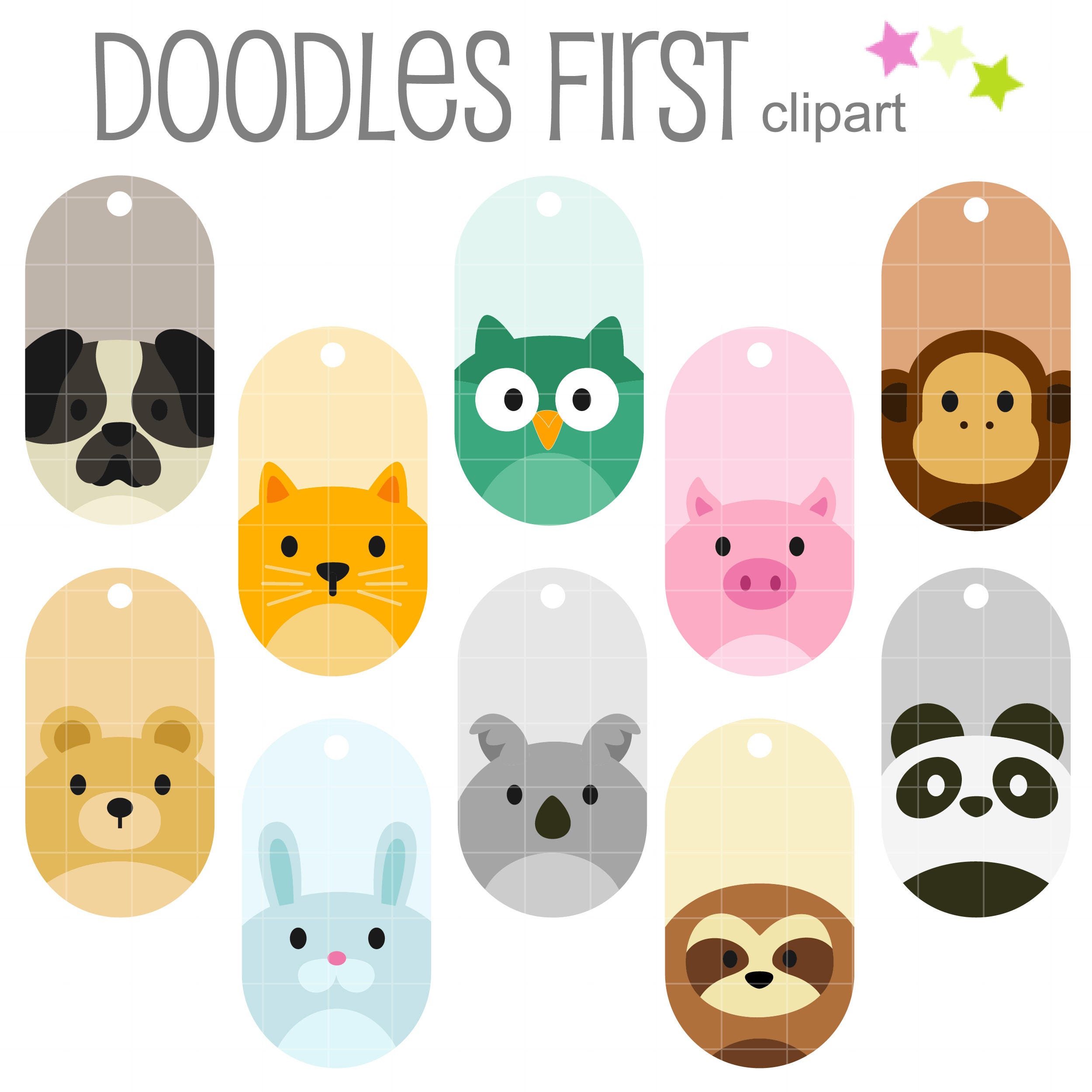 Dog Tag Animals Digital Clip Art for Scrapbooking Card Making | Etsy