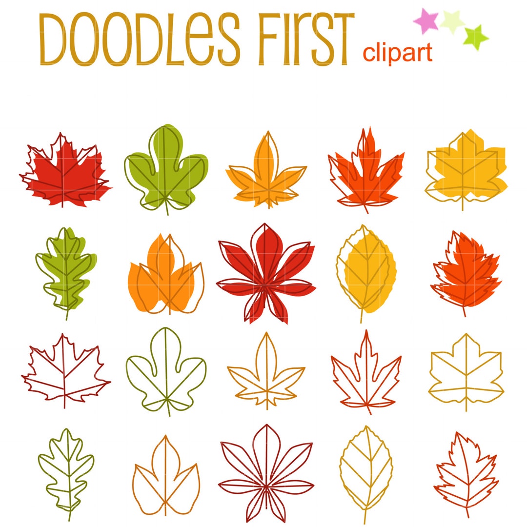 Autumn Leaves With Outlines Clip Art for Scrapbooking Card Making ...