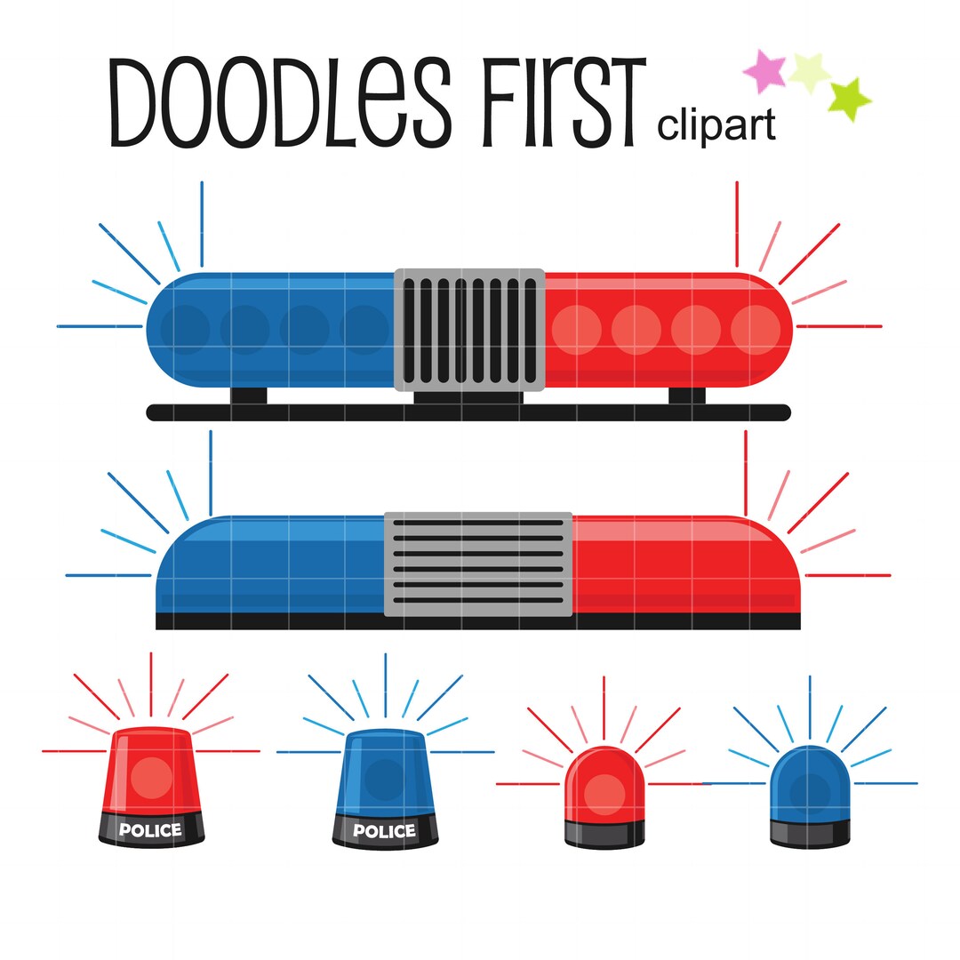 Police Car Lights Digital Clip Art for Scrapbooking Card Making Cupcake ...