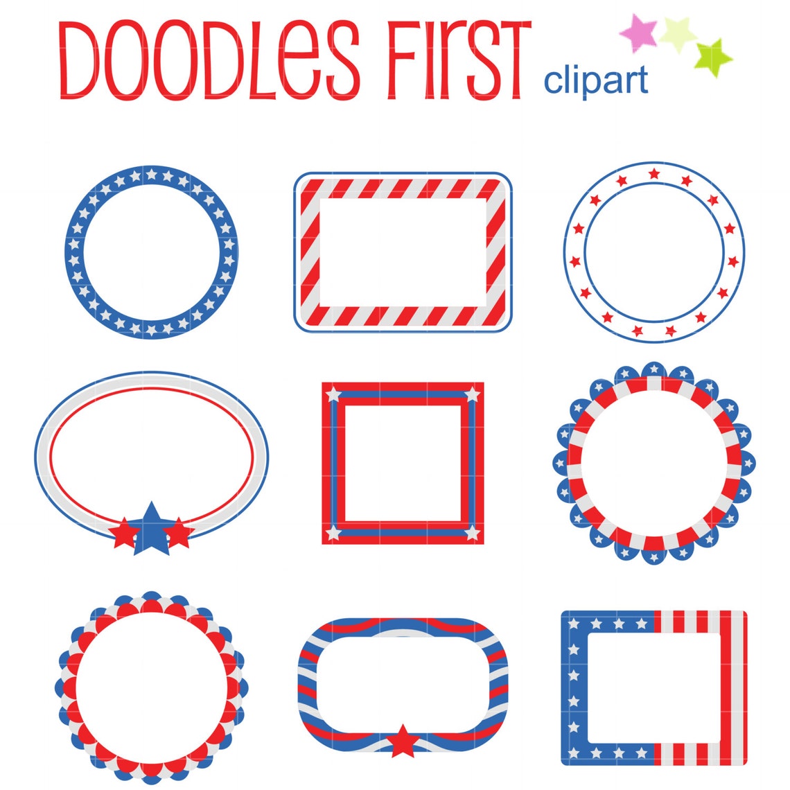 Fourth of July Frames Clip Art for Scrapbooking Card Making Cupcake ...