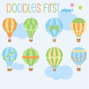 Hot Air Balloons Digital Clip Art for Scrapbooking Card Making Cupcake ...