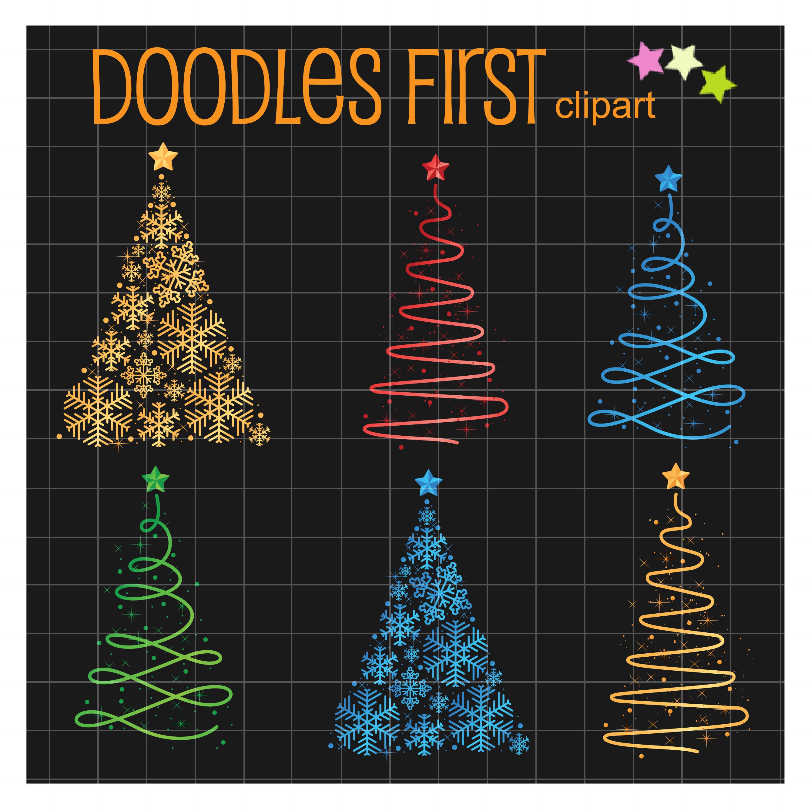 Elegant Christmas Tree Digital Clip Art for Scrapbooking Card Making ...