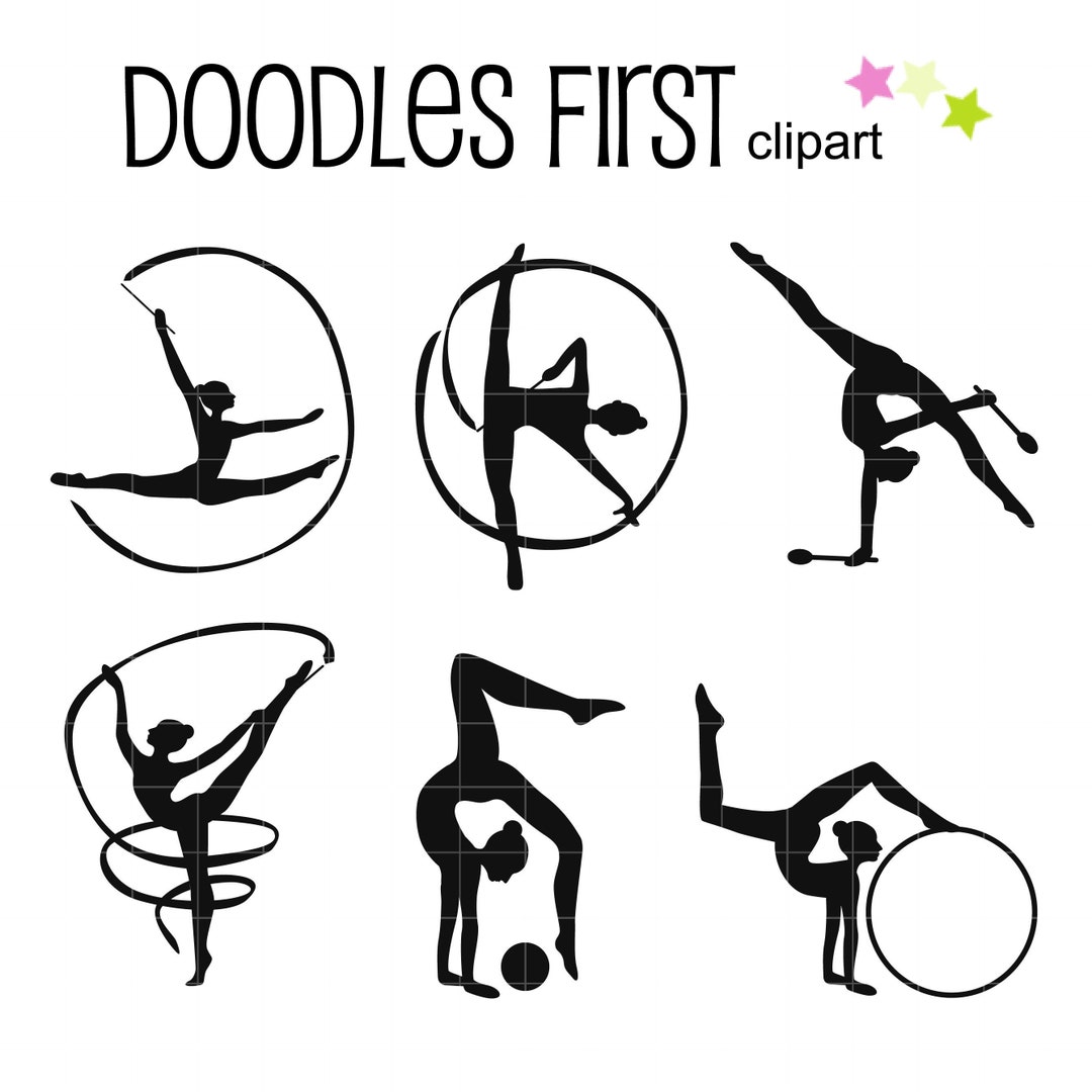 Gymnast Poses Silhouette Digital Clip Art for Scrapbooking Card Making ...