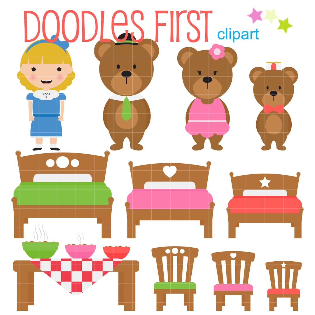 Goldilocks and the Three Bears Clip Art: Scrapbooking & Card Making ...