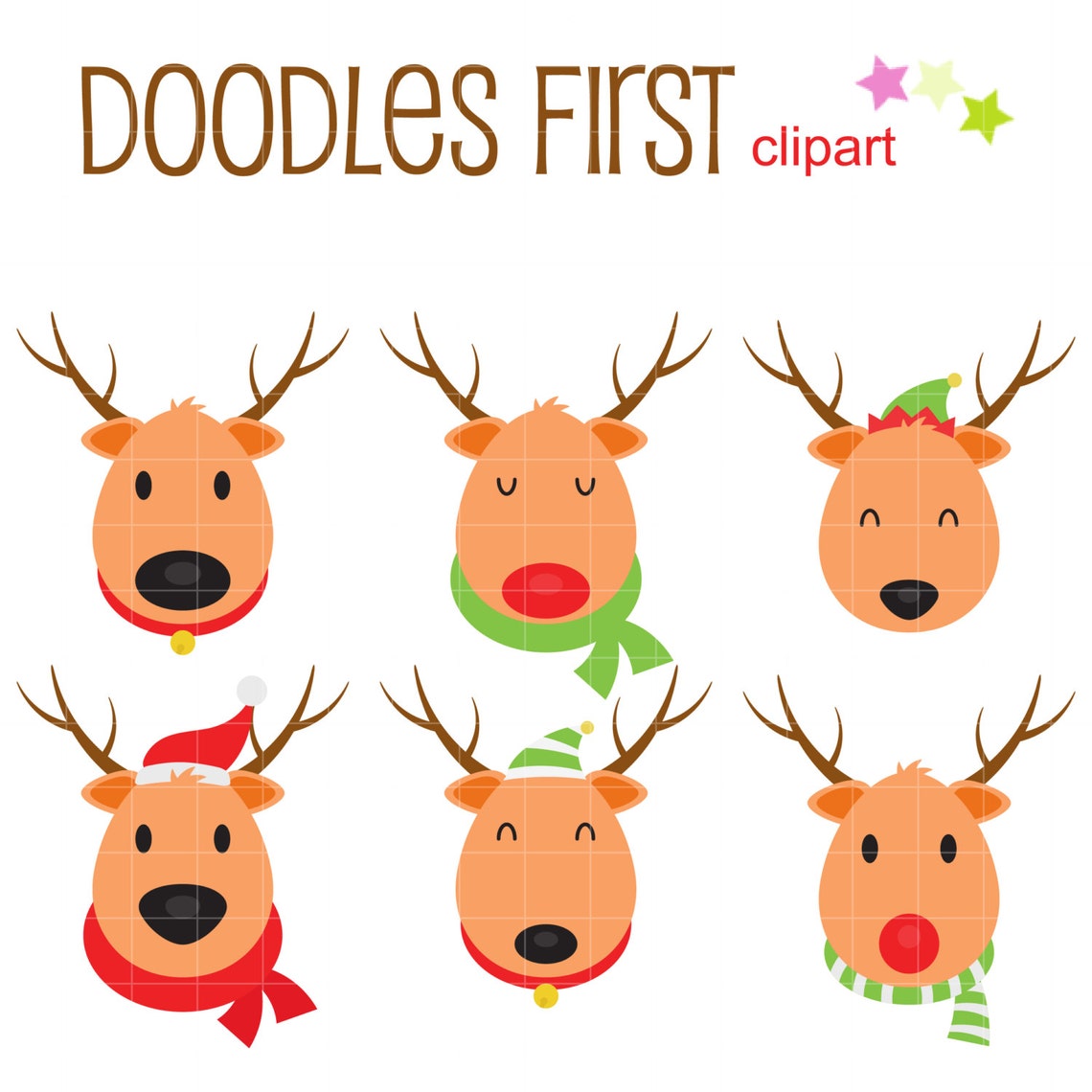 Reindeer Faces Clip Art for Scrapbooking Card Making Cupcake - Etsy