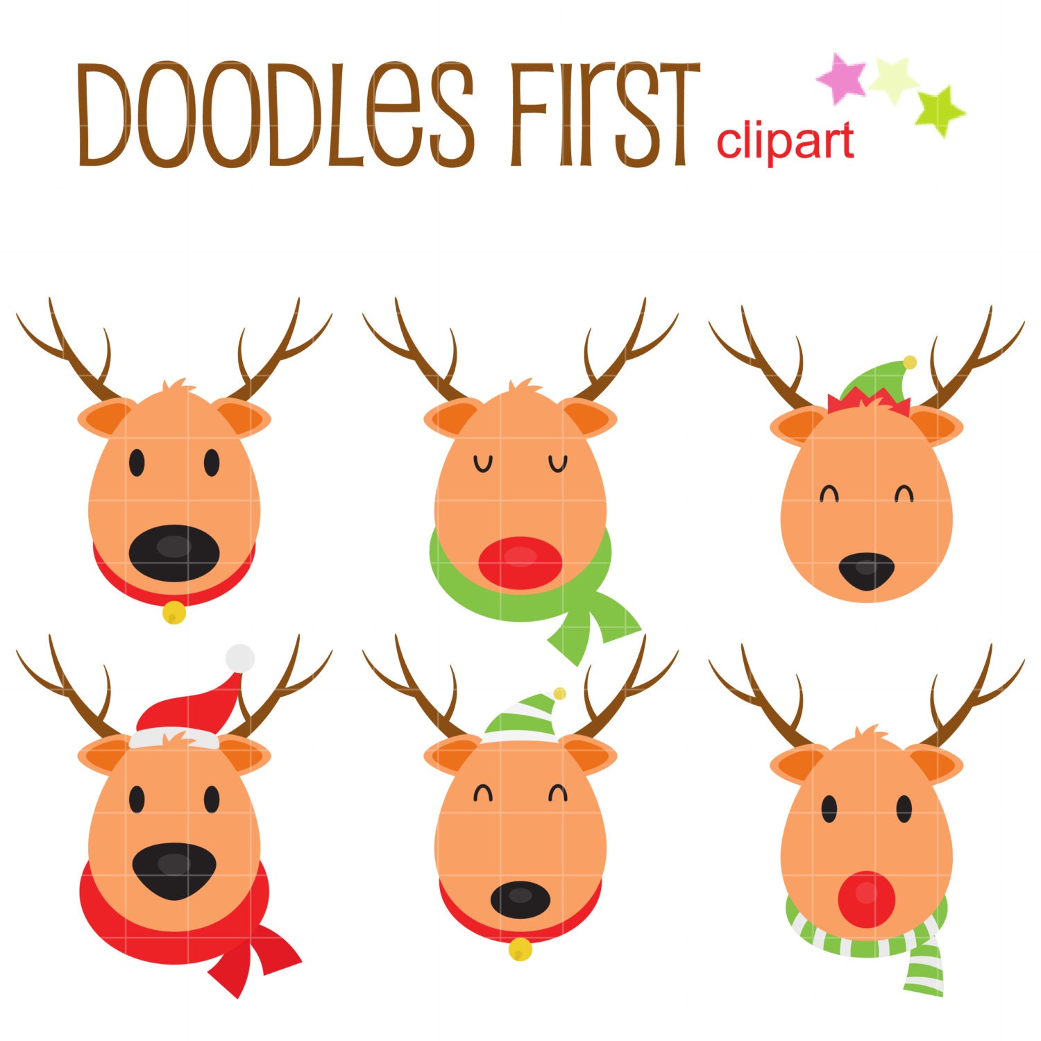Reindeer Faces Clip Art for Scrapbooking Card Making Cupcake - Etsy