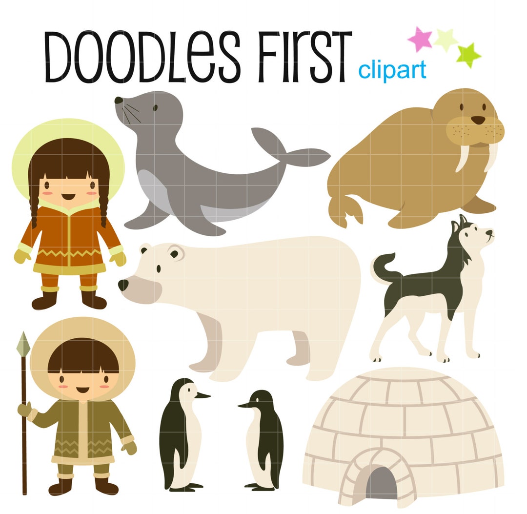 Arctic Life Polar Animals Digital Clip Art for Scrapbooking Card Making ...