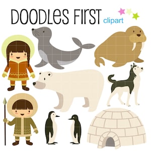 Arctic Life Polar Animals Digital Clip Art for Scrapbooking Card Making ...