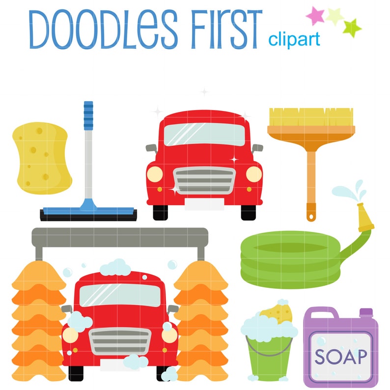 Car Wash Day! Clipart for Scrapbooking, Cricut Cut Files, Sublimation ...