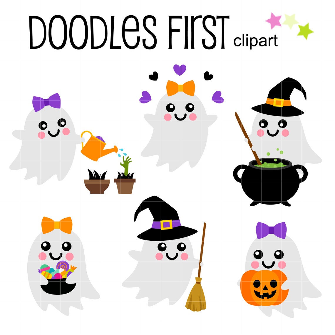 Cute Halloween Ghost Digital Clip Art for Scrapbooking Card | Etsy
