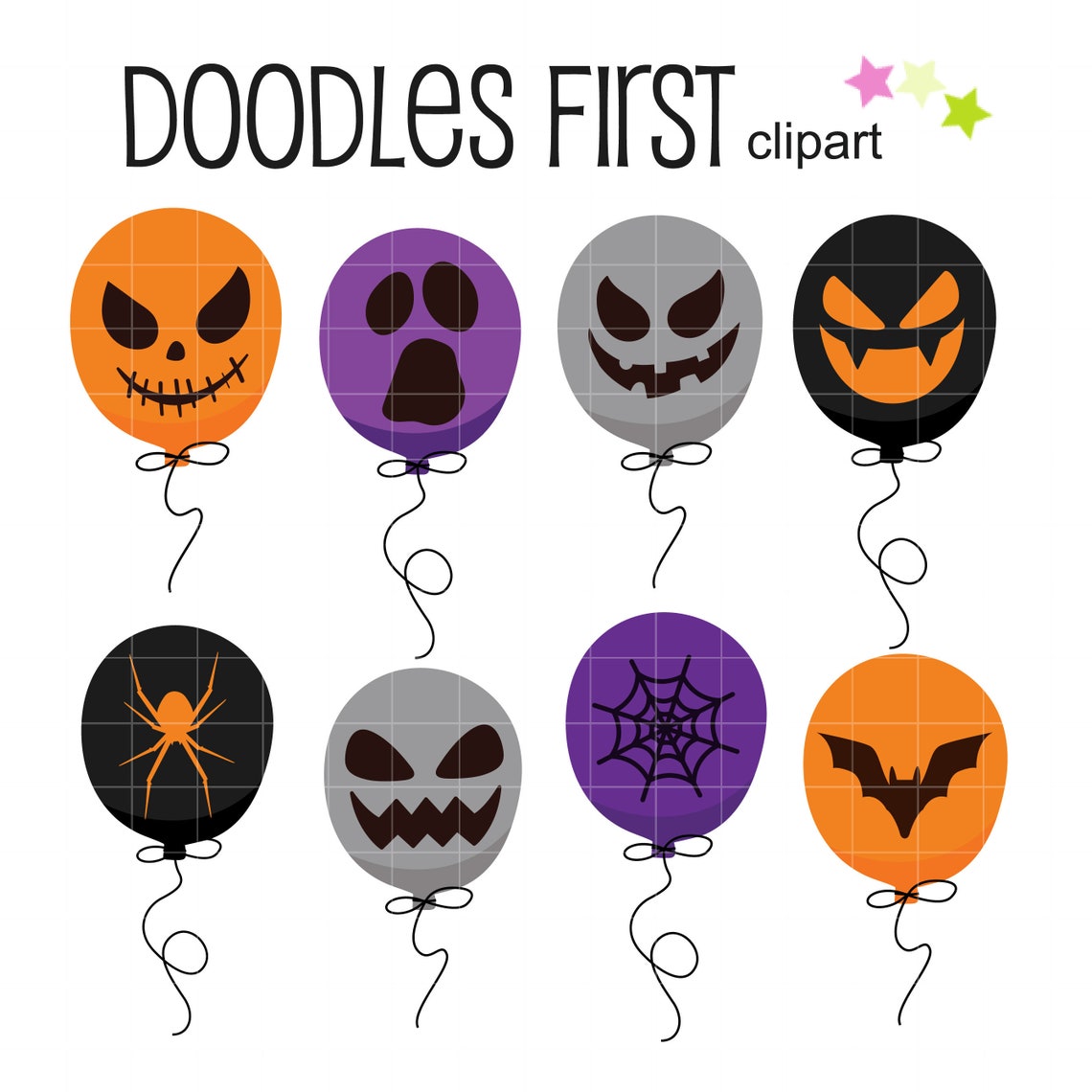 Halloween Balloons Digital Clip Art for Scrapbooking Card - Etsy