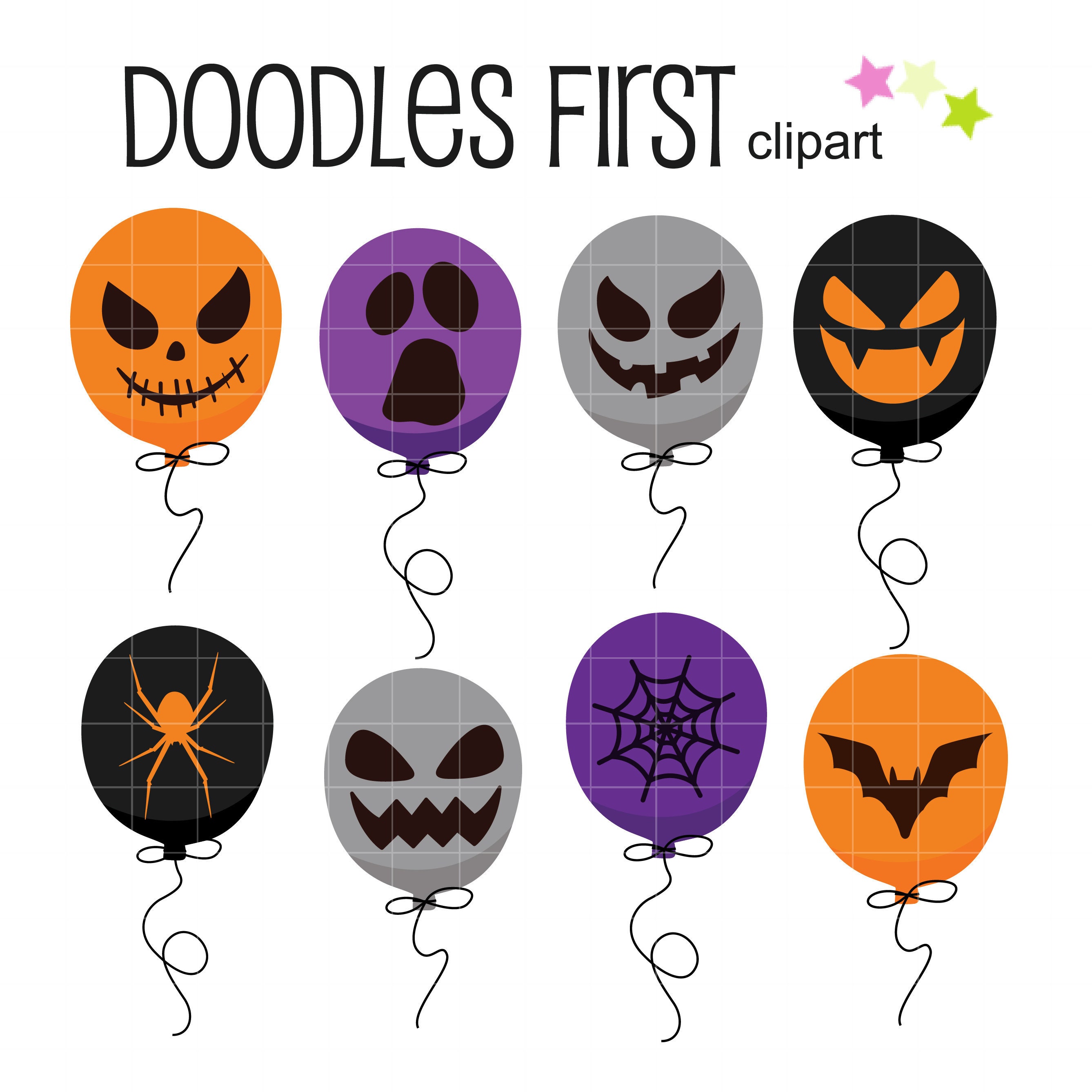 Halloween Balloons Digital Clip Art for Scrapbooking Card | Etsy